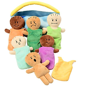 Constructive Playthings 6-Piece Expression Plush Baby Dolls Set for Social Emotional Learning, Plush Multicultural Sensory Cloth Babies Toy Set, Multicolor