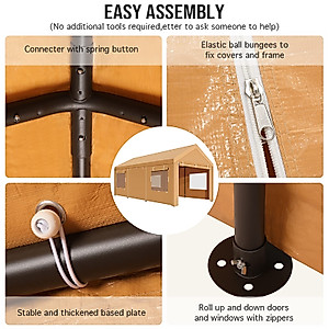 Carport Canopy 10x20 Heavy Duty with Roll-up Ventilated Windows & Doors, Portable Garage with Removable Sidewalls - Boat Shelter Wedding Party Tent Storage Shed Beige