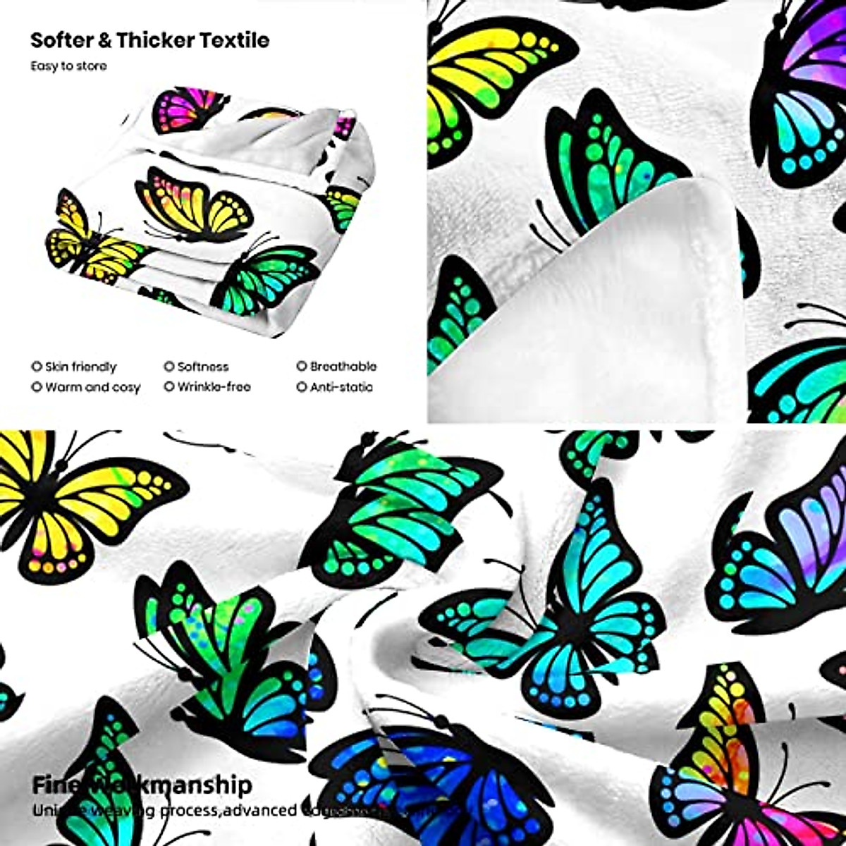 XeaGiasy Butterfly Blanket Cute Butterflies Throw Blankets Living Room Decor Bed Bedding Gifts for Kids Girls Women Adults 50"X40"