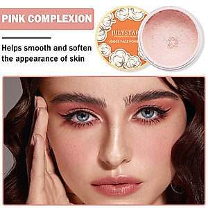 Pink Setting Loose Face Powder Matte Setting Powder Oil Control Minimizes Pores Long Lasting Waterproof Setting Powder Makeup Kit For Oily Skin With Soft Focus Effect (02#Pink Complexion)