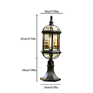 ZZYJYALG European Luxury Glass Post Light IP54 Outdoor Waterproof E27 Garden Light Aluminum Alloy Retro Lantern Home Villa Hotel Pillar Light Courtyard Aisle Street Lamp
