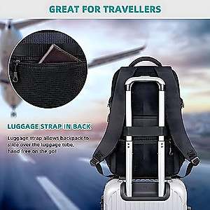 Laptop Backpack for Business Travel and College Study with Integrated USB Charging Port, Fits Laptops up to 15.6 Inch, Black, Anti-Theft, Great for Hiking, Waterproof, Scratch Resistant, Reinforced