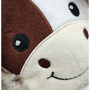 Highland Cow Easter Basket, Plush Cute Bag Buckets With Plush Ear, Small Mini Easter Storage Tote Bag For Candy Egg (White)