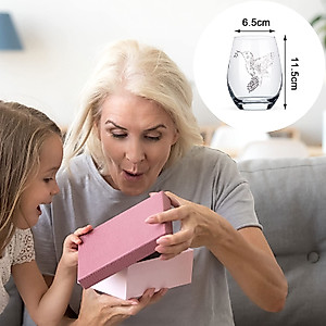 Geiserailie Hummingbird Stemless Wine Glass Hand Stemless Glass Christmas Branch Coffee Tea Cup Exquisite Presents for Women Friends Men, 15.2 oz
