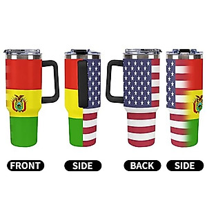 U.S.A Bolivia Flag 40oz Water Bottle Double Wall Insulated Tumbler with Handle Leakproof Travel Mug Black-style