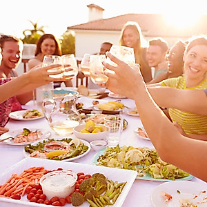 Oggi Unbreakable Wine Glasses, Set 6 - Elegant Reusable Plastic Wine Cups, Stemless Wine Glass Tumbler Design, Shatterproof Plastic, Ideal for Indoor and Outdoor Use, Recyclable - 12oz / 350ml