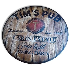 Personalized Table Top Inspired by Old Whiskey & Wine Barrel Lids, Custom Gifts for Men, Rustic Living Room Home Bar Man Cave Wood Furniture, Size 16/20/24/30/36/40/42/46 Inch