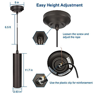 DAKASON Black Pendant Light, LED Modern Pendant Light Fixture for Kitchen Island, Industrial Pendant Lighting for Dining Room, Vintage chandelier to Decor Living Room, Hallway (1Pack)