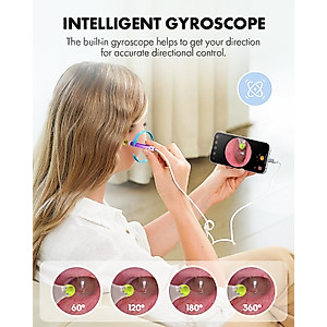 Anykit Digital Otoscope with Gyroscope, HD Ultra Clear View Ear Camera with Ear Wax Removal Tools, Video Ear Scope Otoscope with Light, Compatible with Android, iPhone 15 (Purple)