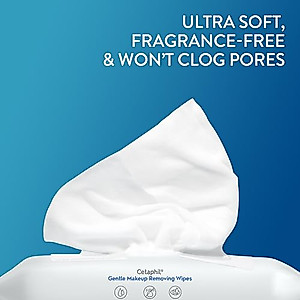 Cetaphil Gentle Makeup Removing Face Wipes, Daily Cleansing Facial Towelettes Gently Remove Makeup, Fragrance and Alcohol Free, 25 Count
