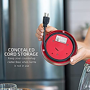 OVENTE Glass Electric Kettle Hot Water Boiler 1.5 Liter Borosilicate Glass Fast Boiling Countertop Heater - BPA Free Auto Shut Off Instant Water Heater Kettle for Coffee & Tea Maker - Red KG83R