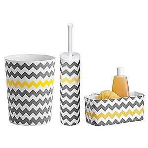 InterDesign Una Bathroom Suction Shower Basket, Gray/Yellow Chevron