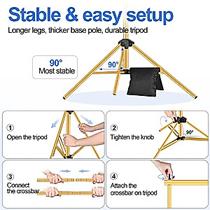 EMART Backdrop Stand 10x7ft(WxH) Photo Studio Adjustable Background Stand Support Kit with 2 Crossbars, 8 Backdrop Clamps, 2 Sandbags and Carrying Bag for Parties Events Decoration -Gold