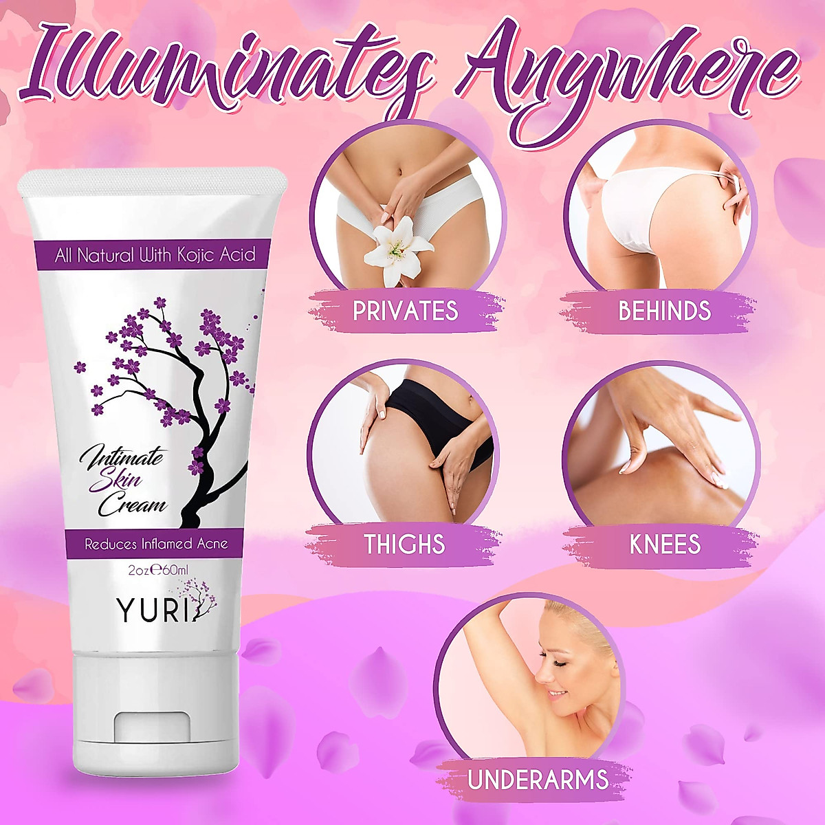 Yuri Beauty Intimate Dark Spot Corrector Skin Cream - Premium Illuminating Cream for Women - Radiant Skin Cream for Face, Body, Underarm, Thighs, and Sensitive Areas - (2oz)