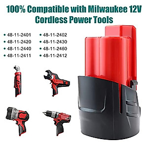 2Packs 3.0Ah 12 Volt 48-11-2430 Replacement Battery Compatible with Milwaukee 12V Battery Lithium 48-11-2430 48-11-2420 48-11-2425 48-11-2401 48-11-2402 48-11-2440 48-11-2460 Cordless Power(Orange)