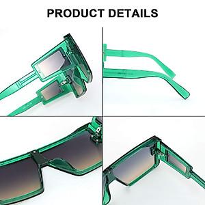 FEISEDY Square Oversized Flat Top Sunglasses With Side Lens Integrated For Women Men B4028