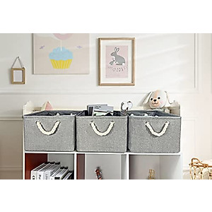 Large Storage Baskets Organizer, Fabric Collapsible Storage Bins, Closet Organizers and Storage Baskets for Organizing Gifts Empty Shelves Home Towel (Grey, 3 Pack)