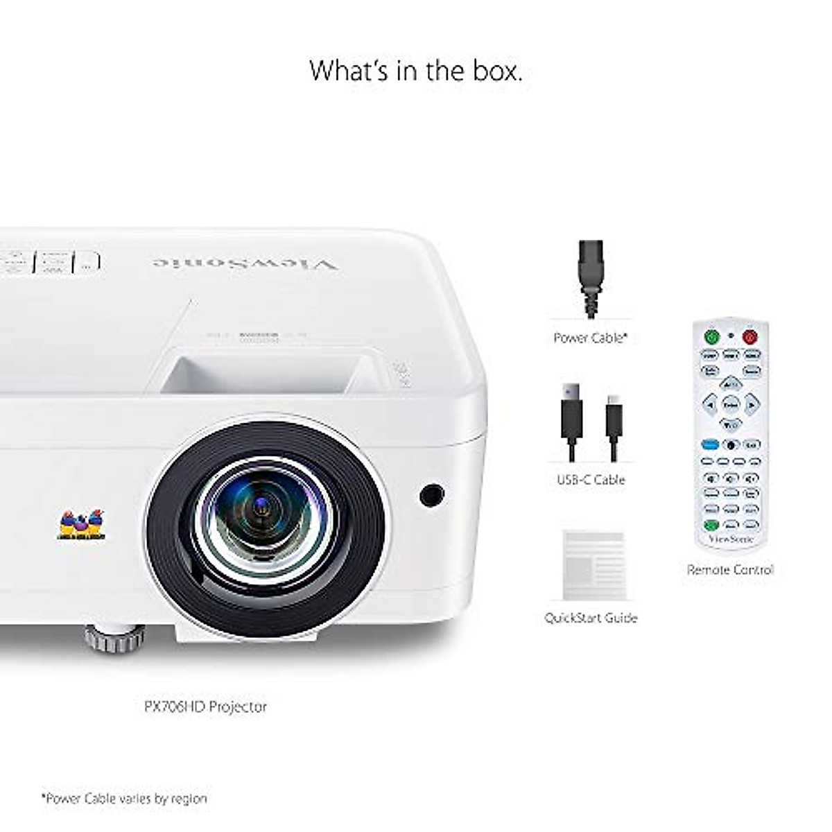 ViewSonic PX706HD 1080p Short Throw Projector with 3000 Lumens 22,000:1 DLP Dual HDMI USB C and Low Input Lag, Stream Netflix with Dongle