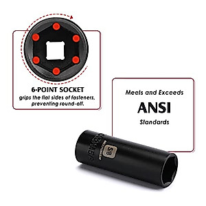 MIXPOWER 12 Pieces 3/8-Inch Drive Deep Impact Socket Set, 5/16 to 1 inch, CR-V, SAE, 6 Point, Deep, 12 Pieces 3/8" Dr. Socket