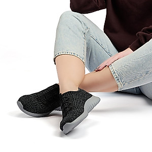 konhill Women's Comfortable Walking Shoes - Tennis Athletic Casual Slip on Sneakers 7 US Dark Grey/Grey,37.5