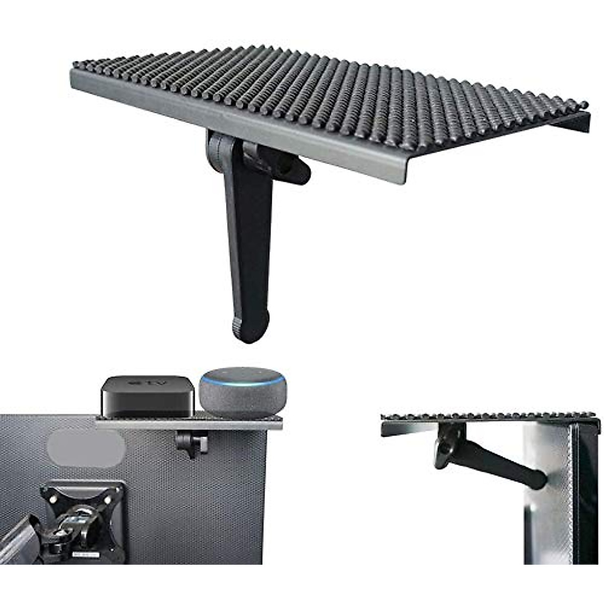 YOKEPO TV Top Shelf Mounting Bracket 8 Inch Flat Panel Mount Adjustable Mount on Monitors to Hold Cable Boxes, Apple TV, Camera, Streaming Devices, Media Boxes, Game Console and Home Decor, Black