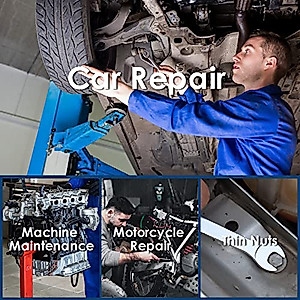 YIYEIE 18pcs Super-Thin Open End Wrench Set, Metric & SAE, 5.5mm to 27mm, 1/4" to 1-1/16", CR-V Steel with Mirror Finish, Ultra-Slim Wrench Set with Rolling Pouch