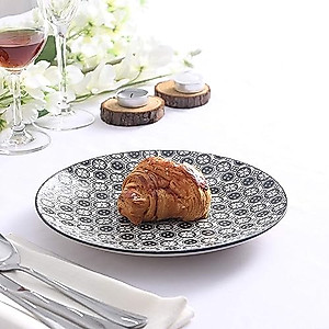 IHIPPO Dinnerware Set Unbreakable, Dishwasher Safe 4-Pieces 4 Design Japanese Style Dinner Plates and Bowls Set Porcelain Dessert Plate Set Hand Painted Kitchen Dessert/Salad/Fruit Plate Set