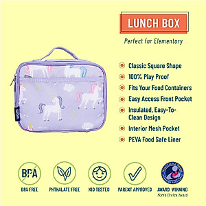 Wildkin 15 Inch Kids Backpack Bundle with Lunch Box Bag (Unicorn)