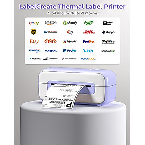 LabelCreate Thermal Shipping Label Printer, 4x6 Thermal Label Printer, Label Printer for Small Business, Direct Thermal Printer Compatible with Amazon Shopify Etsy Ebay FedEx USPS（Only USB）