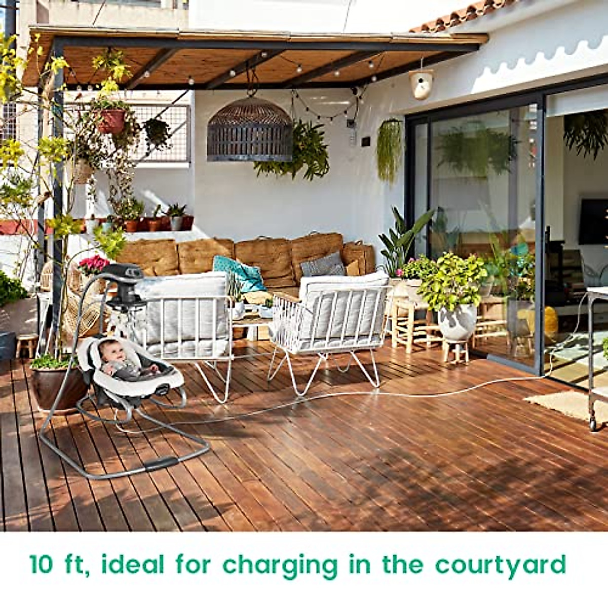 YEAOI 5V DuetSoothe Power Cord for Graco Simple Sway - 6V Snugapuppy Charger Replacement for Fisher Price, Ingenuity Swing, 10 ft, White