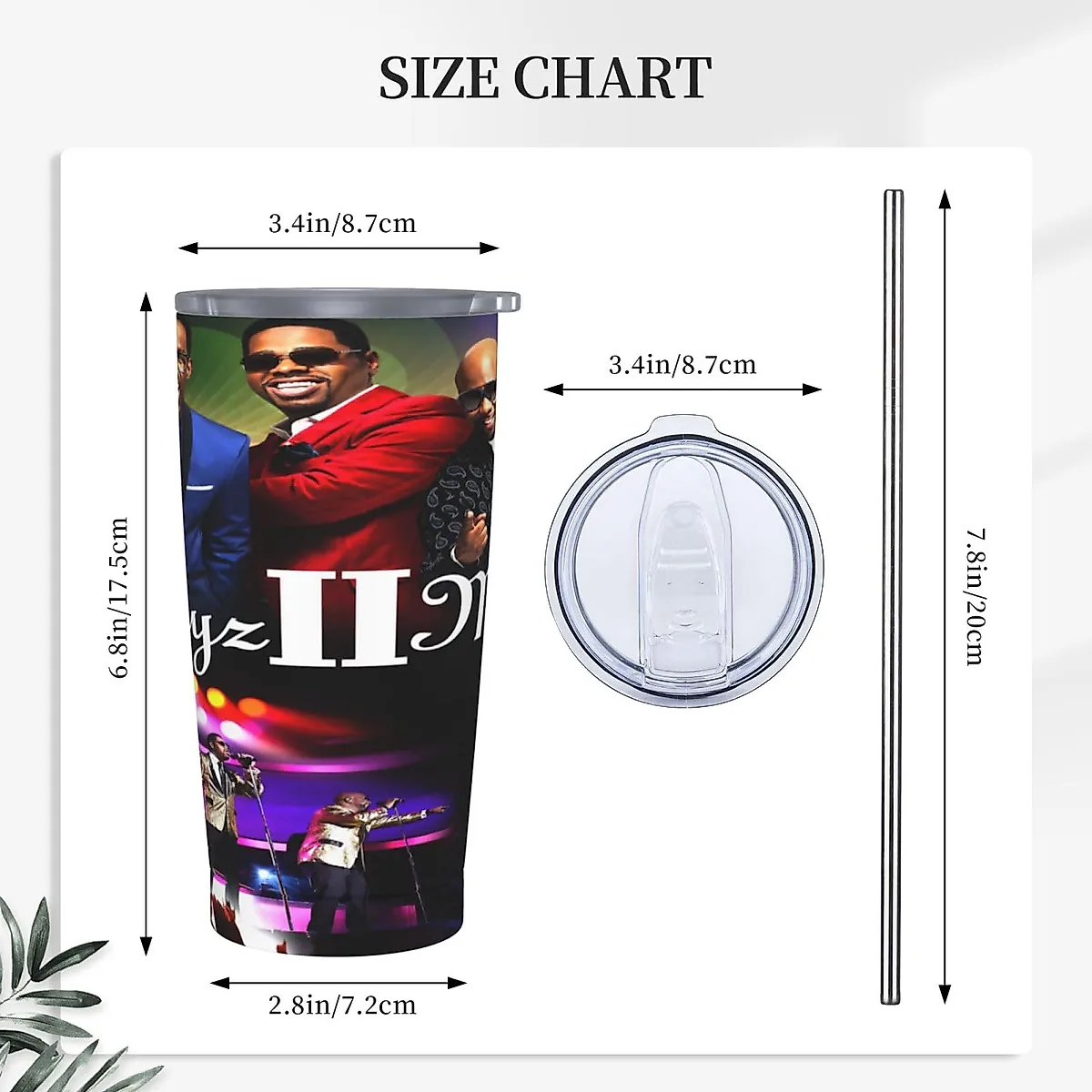 ONIAWO Boyz Musics II Men Stainless Steel Insulated Tumbler 20oz with lid Travel Mug with Straw for Cold Hot