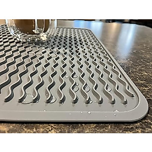 Martina Online Large 12¨x 16¨ Silicone Dish Drying Mat, kitchen, Elegant gray , Easy Clean Sink Mat Large Heat-resistant Dish Drainer Mat for Kitchen Counter, Sink