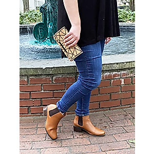 Cork Clutch Geometric Wallet Three Fold Minimalist Purse Slim Card Holder Eco Friendly Natural,Tan and Black