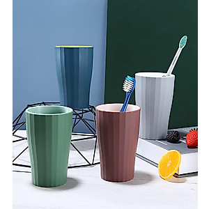 Awhale Mouthwash Toothbrush Cup, Bathroom Tumbler Cup, Unbreakable Bathroom Wash Cup, Soft and Easy Grip, Large Capacity 360ML (Blue and Grey)