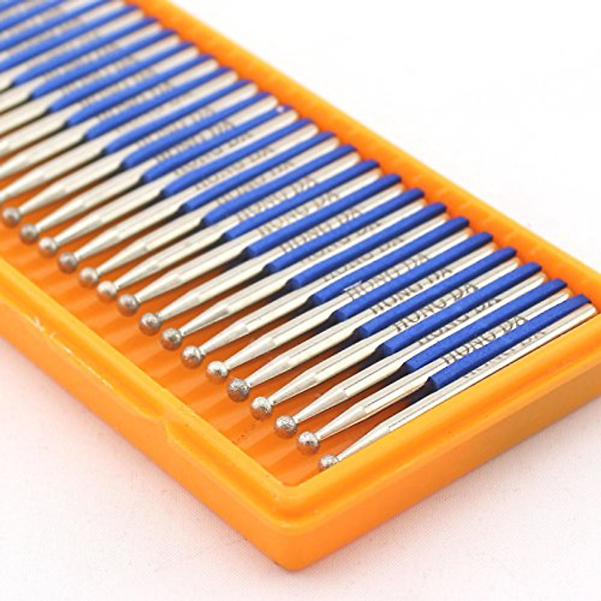 JINGLING Diamond Grinding Bits 3mm Spherical Head Burrs w Shank 2.35mm Pack of 30Pcs