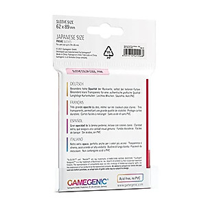 Prime Japanese Size Card Sleeves | 60 Pack of 62 mm by 89 mm Card Sleeves | Premium Quality Card Game Holder | Use with TCG and LCG Games | Red Color | Made by Gamegenic