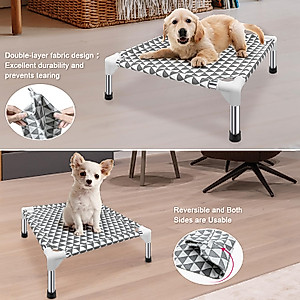 Kuntrust Elevated Outdoor Dog Bed Updated Raised Pet Cot Cooling Puppy Bed Lifted Dog Bed for Small Pets|Indoor Detachable Raised Dog Bed with Non-Slip Feet,Double-layer Cloth(S)