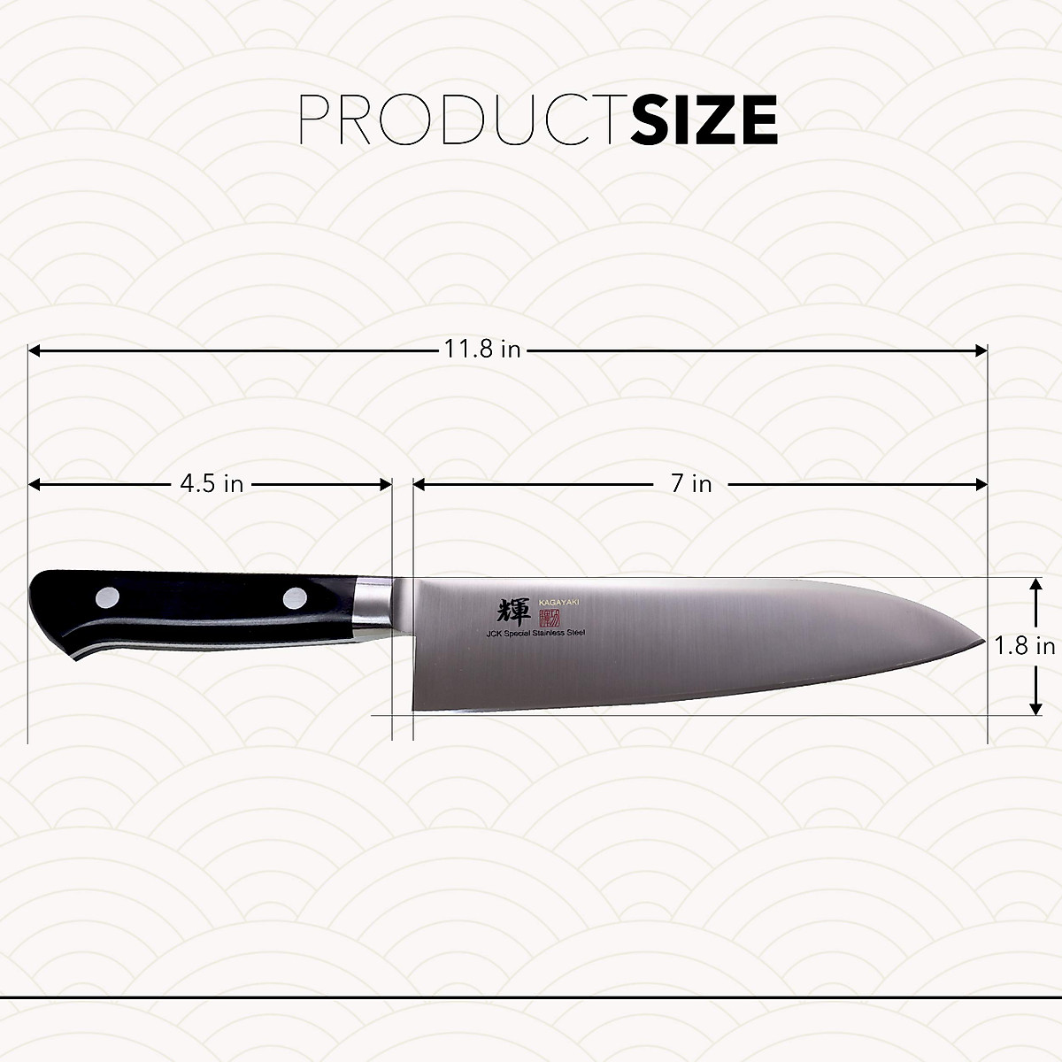 JCK ORIGINAL Kagayaki Japanese Chef’s Knife, KG-3ES Professional Santoku Knife, VG-1 High Carbon Japanese Stainless Steel Pro Kitchen Knife with Ergonomic Pakka Wood Handle, 7 inch