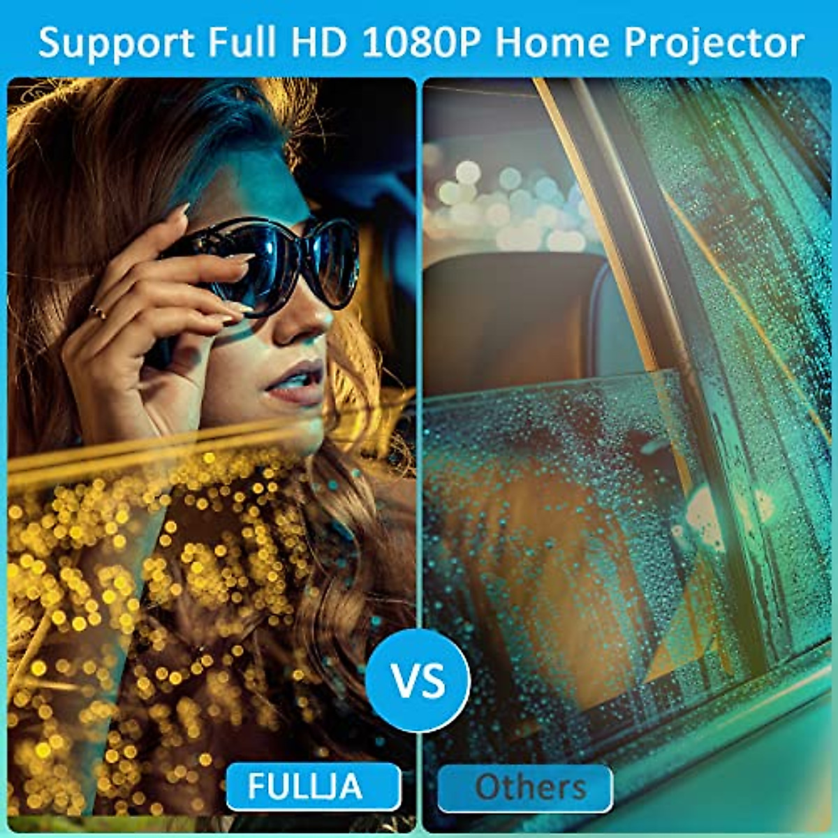 Outdoor Mini Projector Upgrade-8500Lumens Home Theater Movie Projector - 55000 Hours FHD 1080P 170" Screen, Small Portable Bedroom Video Projectors Compatible with HDMI/VGA/TF/AV/PS4 Laptop Smartphone