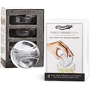 Masontops Pickle Pebble Glass Infinity Weights for Fermenting - Pickling Weight Set - Wide Mouth Mason Jar Fermentation