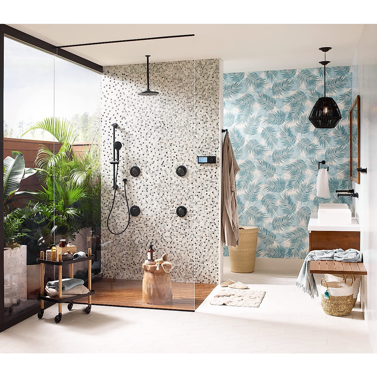 Moen Mosaic Matte Black Round Two-Function Body Spray, Valve Required, TS1422BL