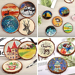 LESUMI Unfinished Natural Wood Slices with Bark - 20 Pcs 3.5-4 inch Wood Craft kit, DIY Kids Arts and Crafts Coasters Christmas Ornaments Rustic Wedding Decorations