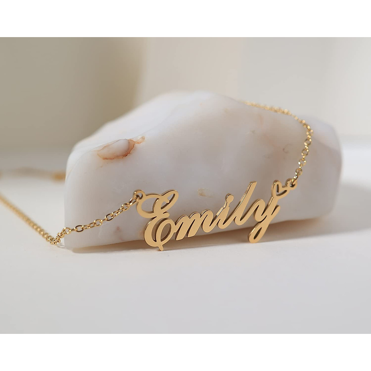 Isabel Personalized Name Necklaces 18K Gold Plated Cute Love Heart Name Pendant for Womens