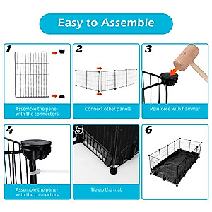 CheeFun Guinea Pig Cages: 8 Sq Ft Expandable Small Animal Cage for Rat Rabbit Ferret Bunny Chinchilla Hedgehog Lizard Indoor Outdoor - 12pcs Pet Panels (Black)