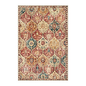 Hedlive Washable Entryway Rug, 2x3 Rug Non-Slip Soft Door Mat Indoor Entrance Ultra-Thin, Moroccan Trellis Small Area Rug Distressed Throw Rugs for Kitchen Entry Bathroom Bedroom(2x3ft, Red)