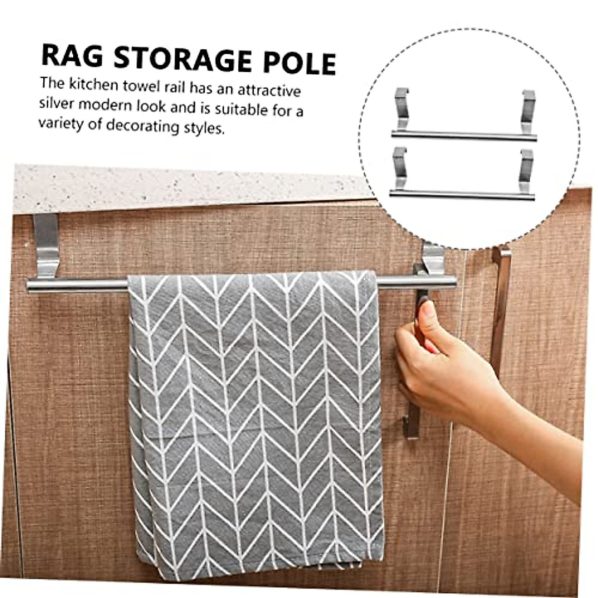 DOITOOL 2pcs Stainless Steel Towel Rack Over Door Towel Holder Cabinet Towel Holder Bathroom Towel Shelf Multi Hanger Multi Purpose Hanger Towel Storage Pole Individual Bracket Back Style