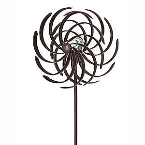 Solar Wind Spinner Willow Leaves-Improved 360 Degrees Swivel Multi-Color LED Lighting Solar Powered Glass Ball with Kinetic Wind Spinner-Metal Sculpture Construction-Outdoor Yard Lawn & Garden