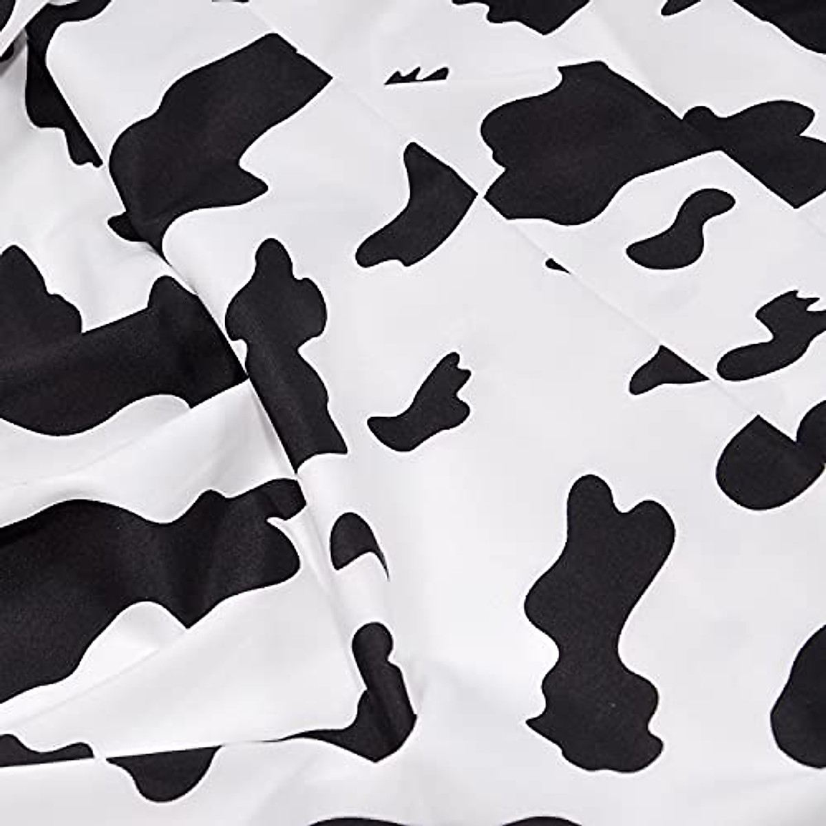 Yutone 59" Wide 4.0 OZ Fabric by 100% Polyester Cow Design Print Fabric,White/Black, for Party Derss by The Yard (White Ground)