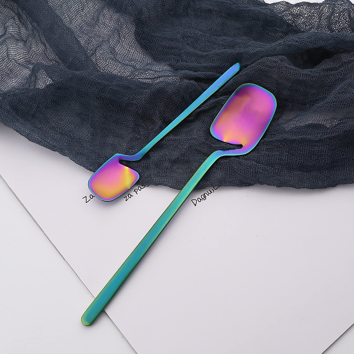 Uniturcky 28pcs Flatware Cutlery Set for 4, Matte Rainbow Silverware Set with Long Handle Spoon/Teaspoon/Fruit Fork, Tableware Eating Utensils Set, Satin Finish & Dishwasher Safe