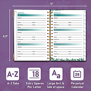Small Address Book Large Print - Address and Phone Book with Alphabet Tabs - Contact Book Spiral Bound Hardcover - Cute Address Book Design - Organizer
